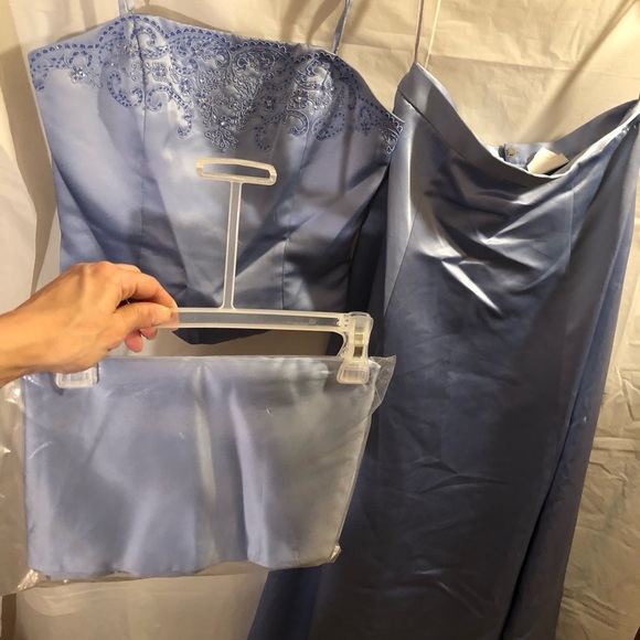 Dresses | Periwinkle Blue 3pc Gown Set Corset Top Long Ball Gown Skirt ...